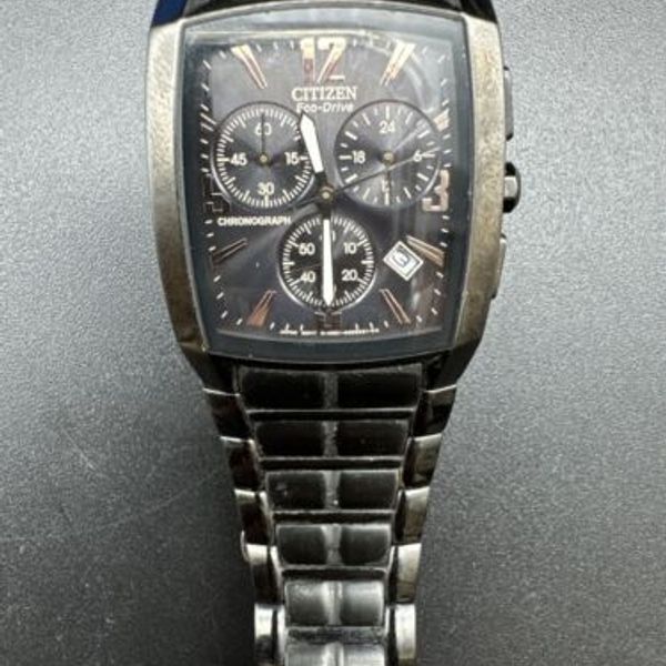 Vintage Citizen Eco Drive At2007-55e Menâ s Wristwatch With Chronograph ...