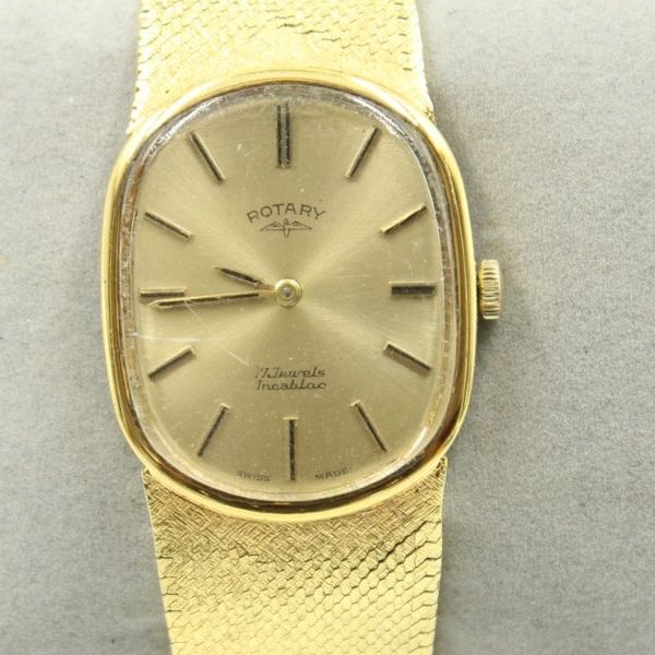 Vintage ROTARY Swiss Made Gold Toned 17 Jewels Mechanical Wristwatch ...