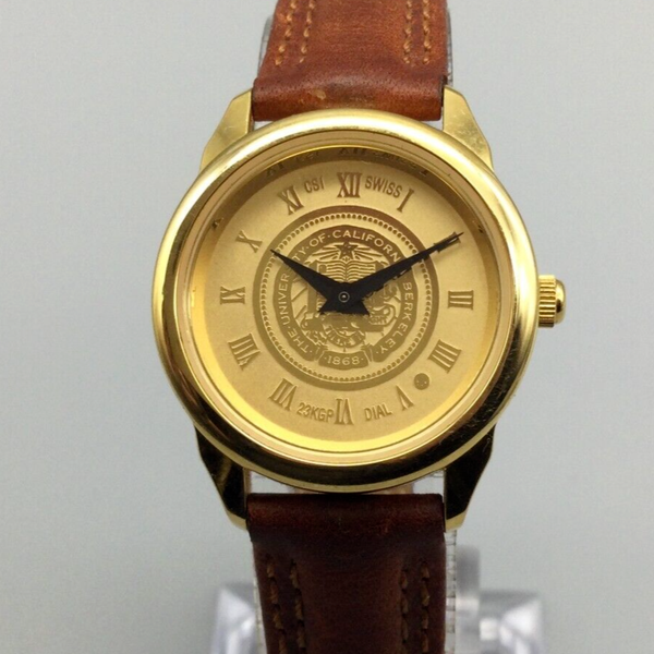 The University of California Watch Women 23 Gold Plated Dial Swiss New ...