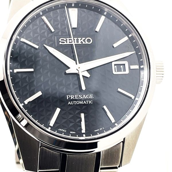 SEIKO MEN'S PRESAGE SHARP EDGED BLACK DIAL SERIES 6R35 AUTOMATIC WATCH ...