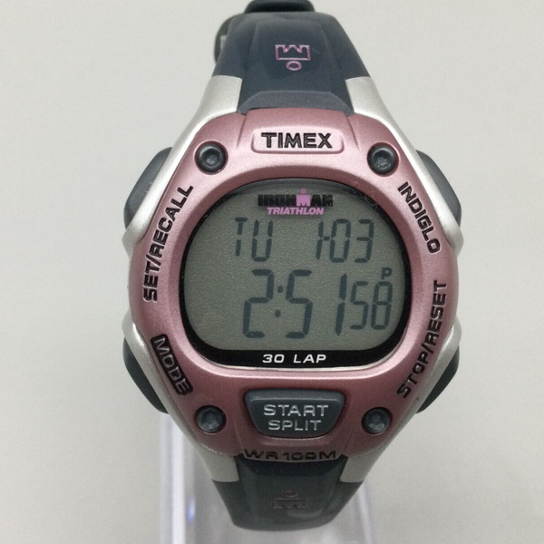 Timex Ironman Triathlon Digital Watch Women Indiglo Pink Gray Tone New ...