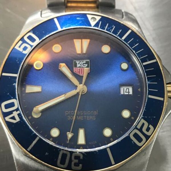TAG HEUER PROFESSIONAL WAB1120 SWISS QUARTZ GOLD TONE SUBMARINER WATCH ...