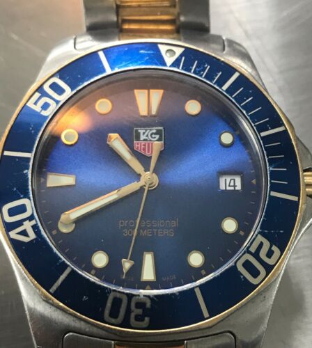 TAG HEUER PROFESSIONAL WAB1120 SWISS QUARTZ GOLD TONE SUBMARINER WATCH ...