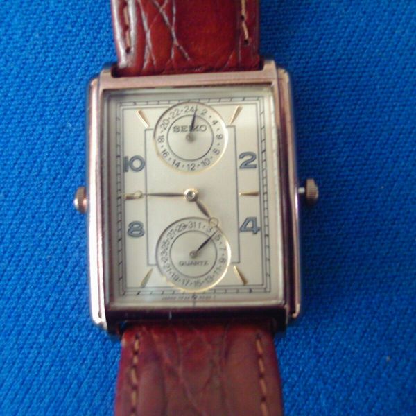 SEIKO MEN'S WATCH 7F22-5019 / CIRCA 1987 / ART DECO / COPPER ALLOY CASE ...