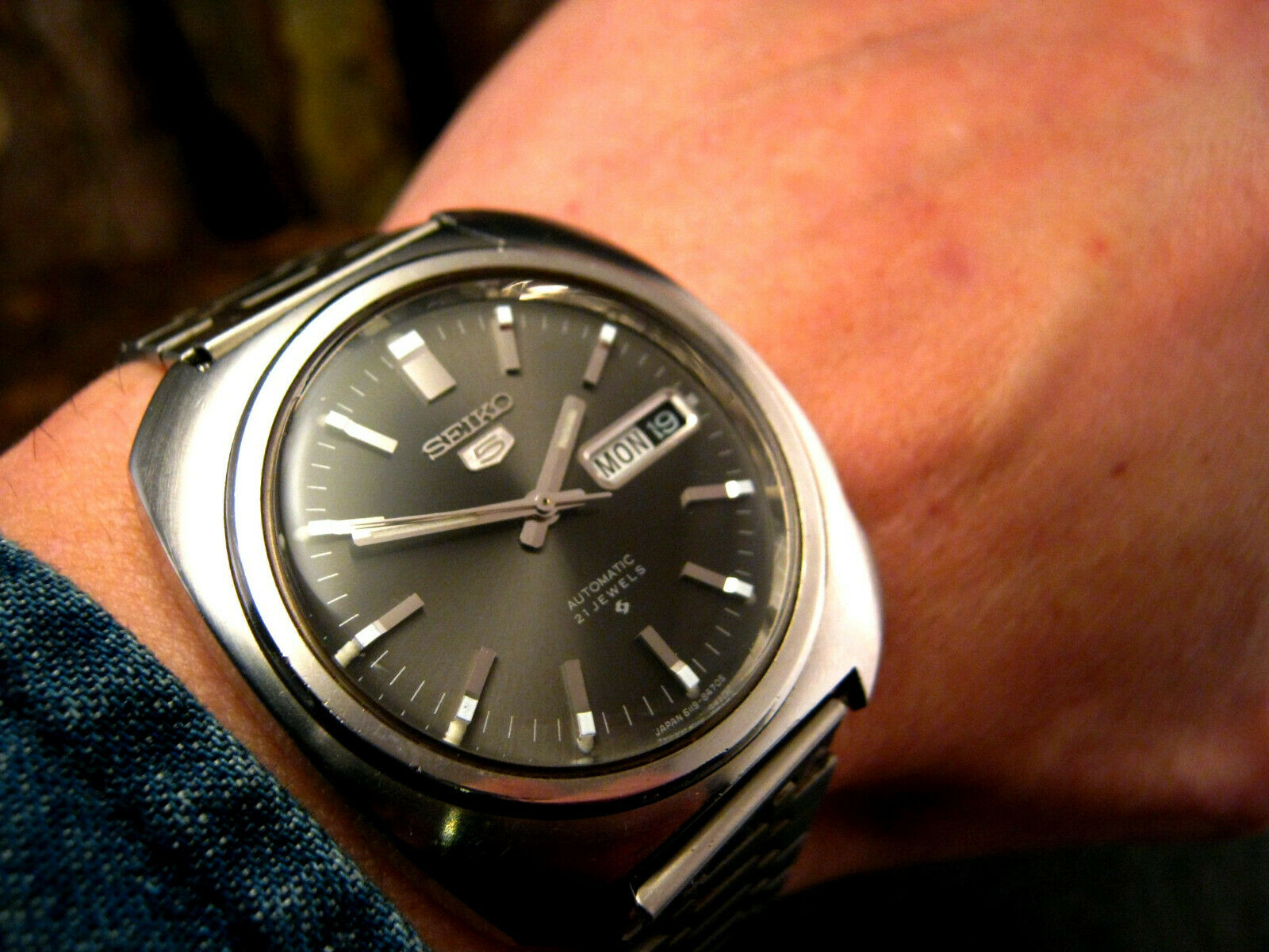 1971 SEIKO Automatic GRAPHITE DIAL 6119-8430 Vintage RETRO 38mm Mens ...