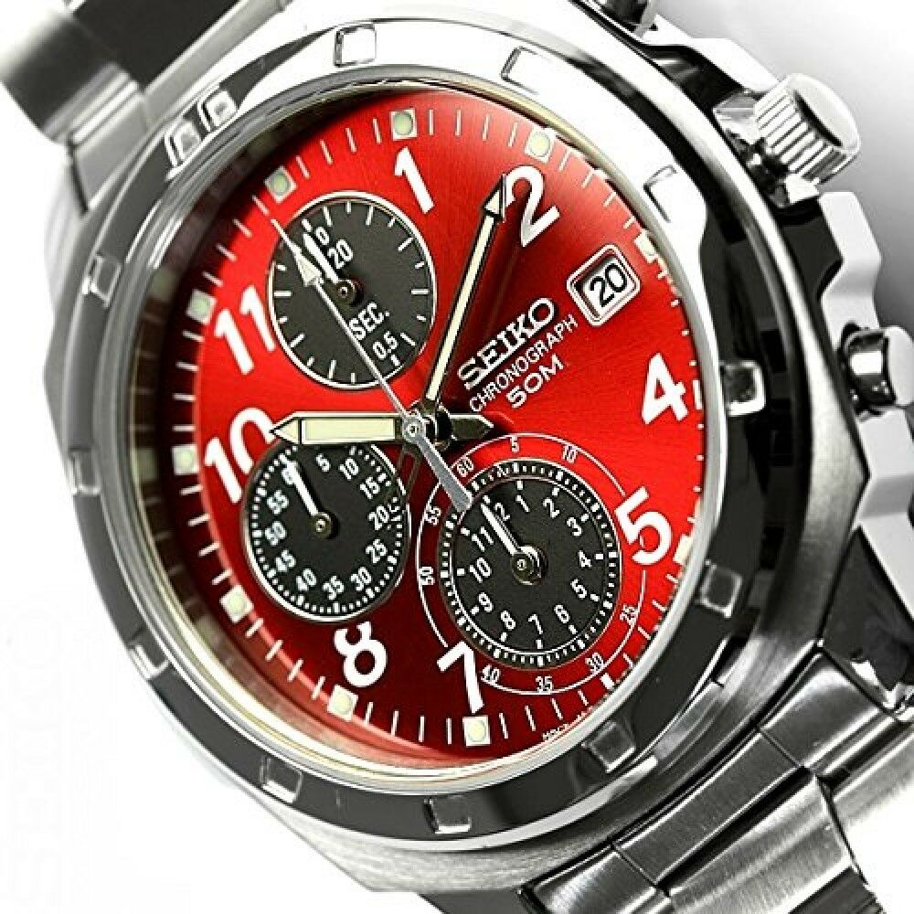 SEIKO Chronograph RED Men's Watch SND495P With Tracking JAPAN With ...