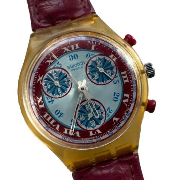 SWATCH WINDMILL WATCH Vintage 90s Swatch SCK103 Wristwatch Maroon ...