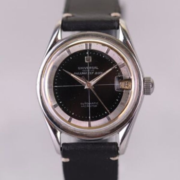 Universal Geneve Polerouter Automatic Vintage Black Watch 12Months ...