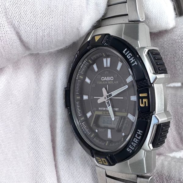 Casio AQ-S800W Tough Solar Ana-Digi Alarm/Chrono S.S Bracelet Men's ...