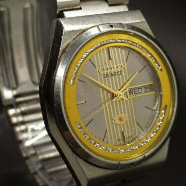 Vintage Citizen 2100-943325SMK Fancy Dial Day/Date Men's Quartz Watch ...