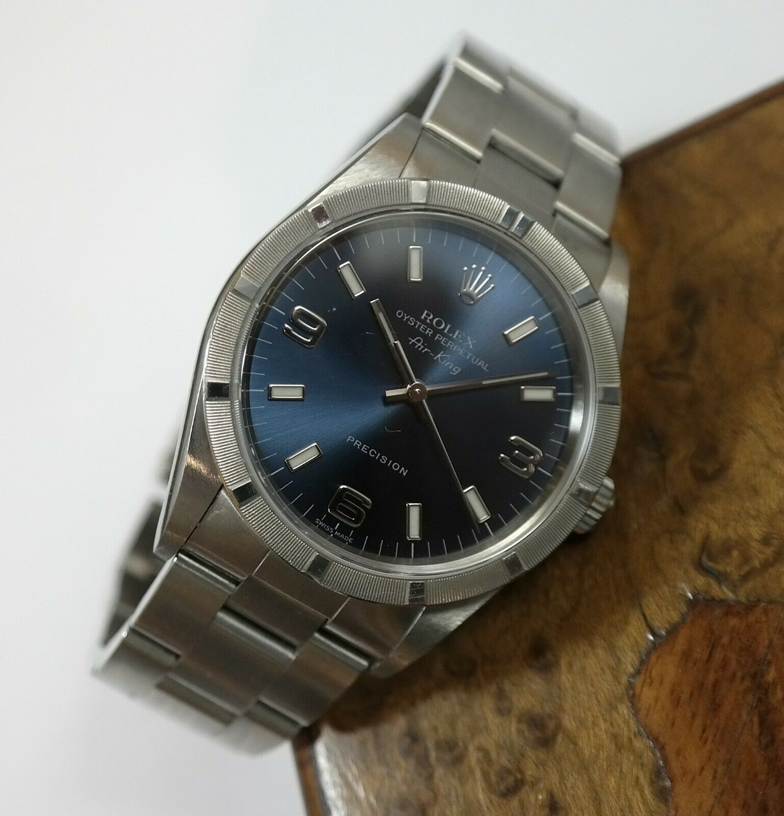 1998 Rolex Air-King w. Bold Blue Dial, Ref 14010, Runs Great, Sharp ...