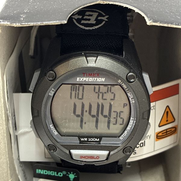 TIMEX EXPEDITION T49949 CHRONOGRAPH MILITARY TIMER 100M INDIGLO NYLON ...