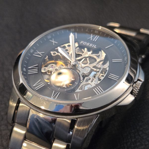 Fossil Automatic Self-Winding Watch ME3055 Skeleton Black Dial ...