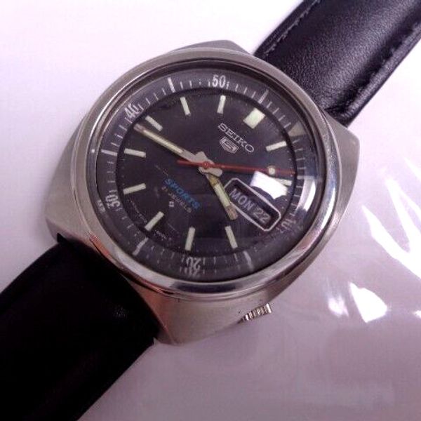 Seiko 5 Sports Mens Watch Day & Date Automatic Black Dial 6319-6000 Sn ...
