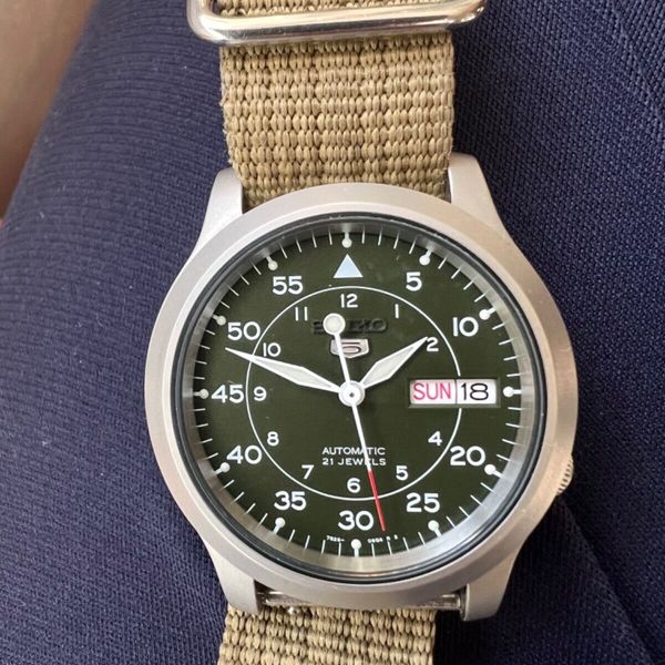 Seiko 5 Military Automatic Green Dial Nylon Strap Day/Date SNK805K2 ...
