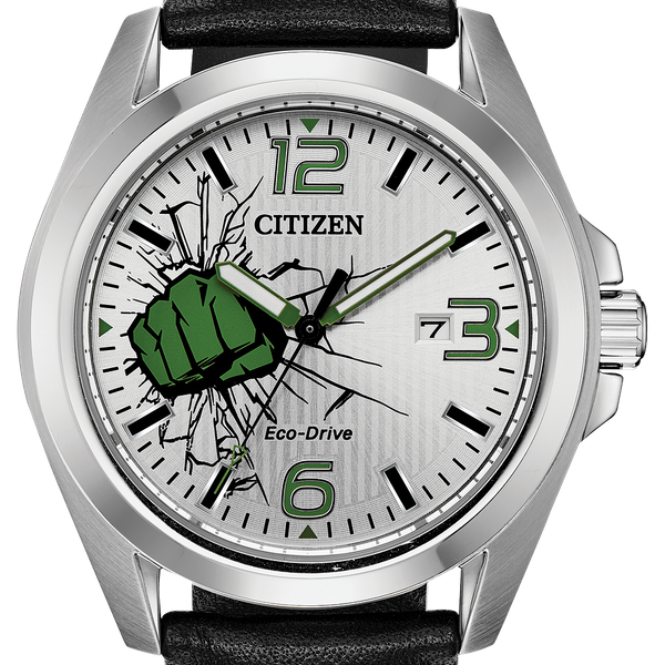 Citizen AW1431-24W Men's Eco-Drive Marvel Hulk 45mm Date Leather Band ...