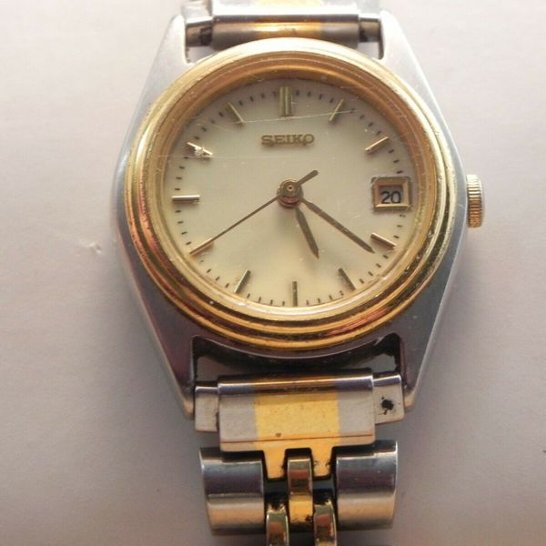 Women's Seiko 7N82-0399 Wrist Watch-Two Tone-New Battery-H2O Resist ...