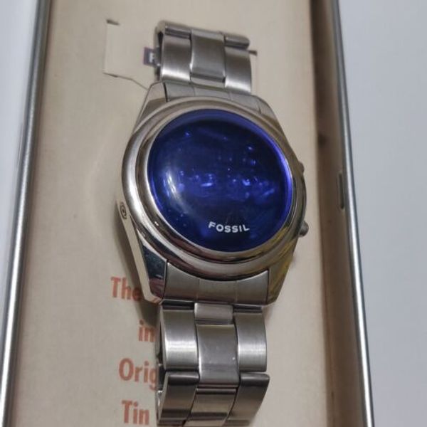 Fossil 2002 JR-7818 Digital Silver Watch Blue Dial Pulsar Full Set Box ...