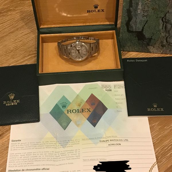 FS: Rolex Datejust 16200, Silver Stick Dial, F Serial, Box/Papers ...