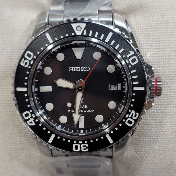 Seiko Menâ s Prospex Diver's Solar Black Dial Stainless Steel Watch ...