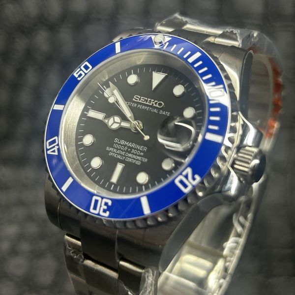 Seiko Mod Blueberry Submariner Oyster Stainless Steel Nh35a ...