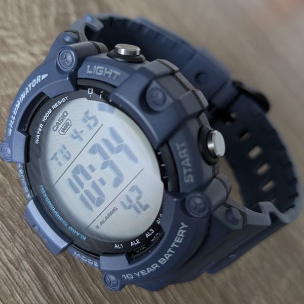 Casio Illuminator AE-1500WH Digital Watch Blue Slate Grey Water ...
