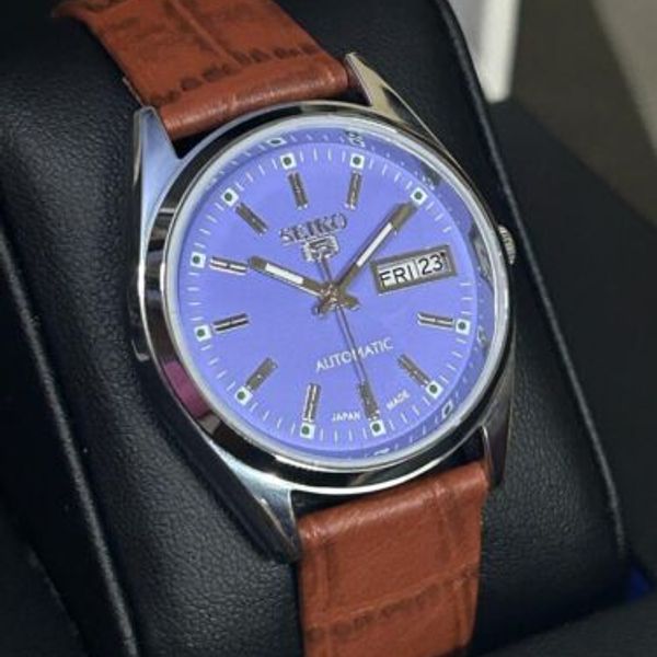 Vintage Seiko 5 Automatic Blue Face 17.J 36.mm Men's Watch Made Japan ...