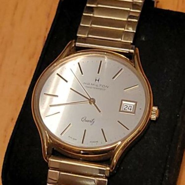 Vintage Hamilton Masterpiece 9056 Men's Watch Quart Gold Tone Swiss ...