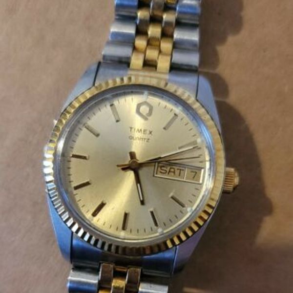 Vintage Mens Timex Datejust Style Watch Oyster Fluted Bezel Jubilee ...