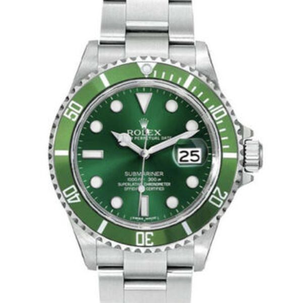 Rolex Submariner 16610 Date S/Steel 40mm Watch-Custom Green Ceramic ...