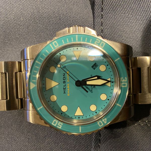 Helson Shark Diver 42mm SS Turquoise Sapphire bezel | WatchCharts ...