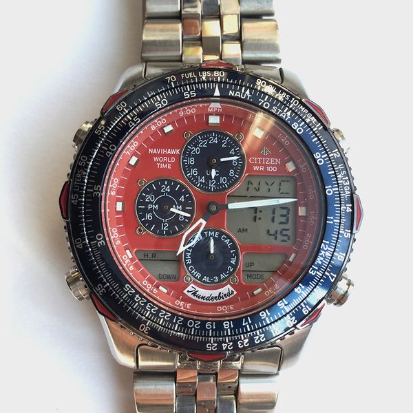 Citizen Thunderbirds Navihawk Red Dial World Time JN0041-55X Quartz ...
