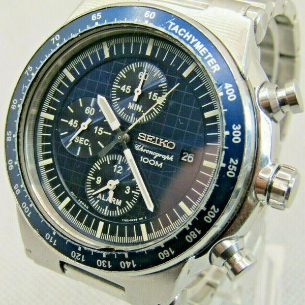 SEIKO ALARM CHRONOGRAPH 7T62-0GX0 TACHYMETER Mens Quartz Watch c.2006 ...