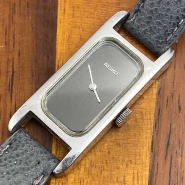 Vintage Rare Seiko 11-3809 Winding Tank Watch Womenâ s 18mm Black Dial ...