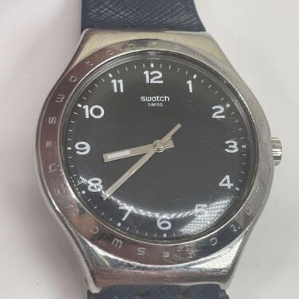 Swatch Menâ s Watch #SR626Sw Black Face Blue Silicone Band Working ...