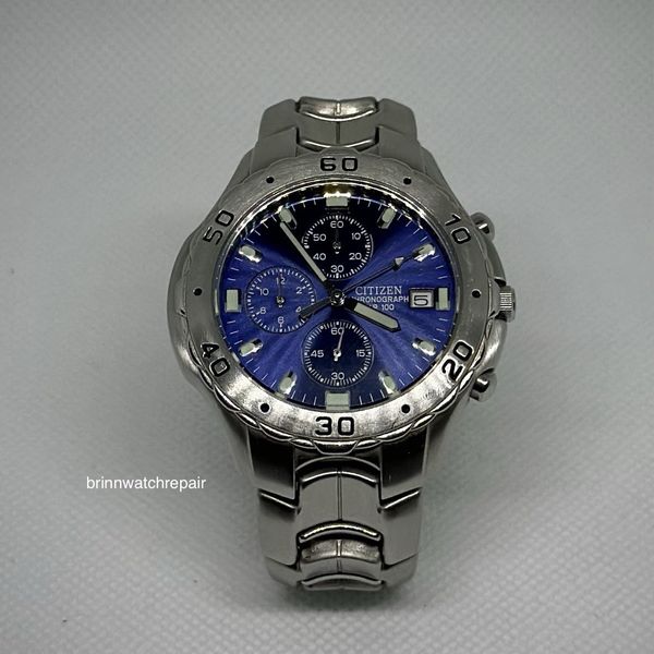Citizen WR 100 Menâ s 2000s Chronograph Watch, Stainless With Blue Dial ...