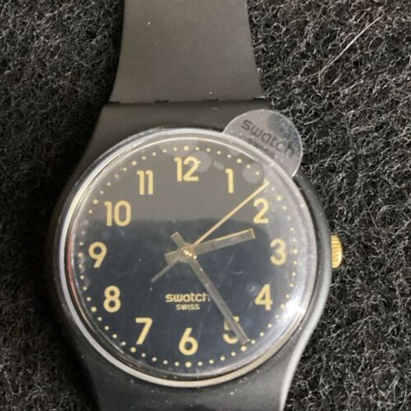 Swatch Golden Tac Black Dial Black Silicone Unisex Watch GB274 ...