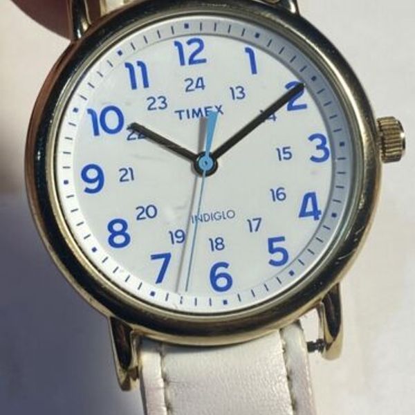 Timex Weekender Watch 38mm w Indiglo White Dial Blue Numbers -Teal-New ...