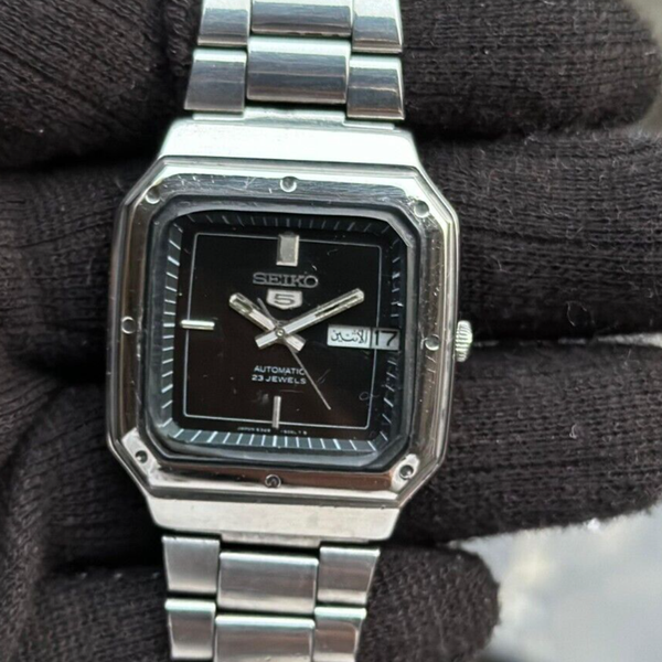 Rare Seiko 5 Automatic 23 Jewels Day/Date Black Dial Japan Vintage Men ...