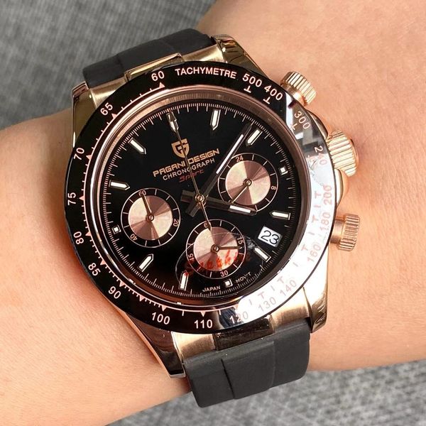 Sapphire Glass 40mm Pagani Design Chronograph Rose Gold Japan VK63 ...