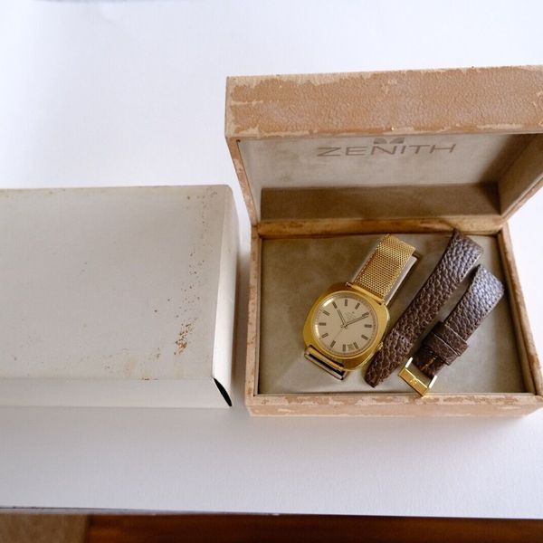 23 JEWELS SWISS MADE ZENITH 28800 AUTOMATIC GOLD PLATED VINTAGE WATCH ...