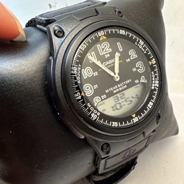 Casio AW80V-5BV, Telememo 30 Nylon Watch, 3 Alarms, 10 Year Batt, World ...