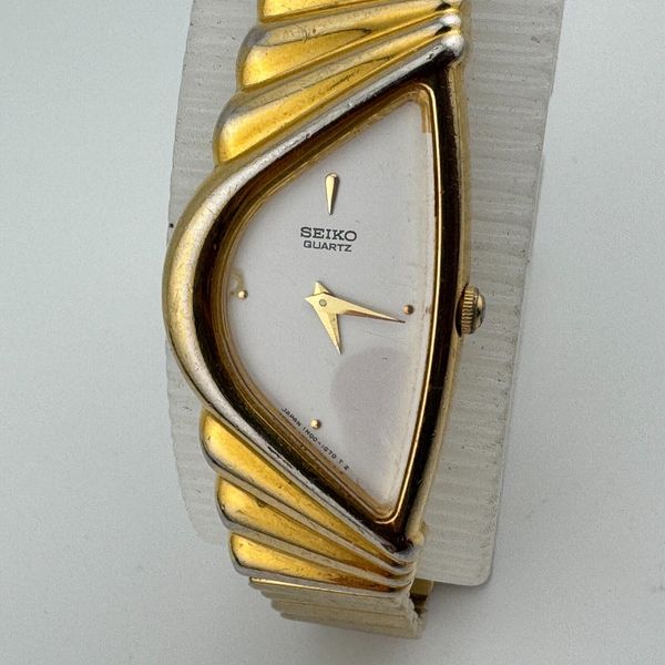 Vintage Seiko Quartz Watch 1N00-5E09 Women Gold Tone Half Moon New Battery 7.5" | WatchCharts ...