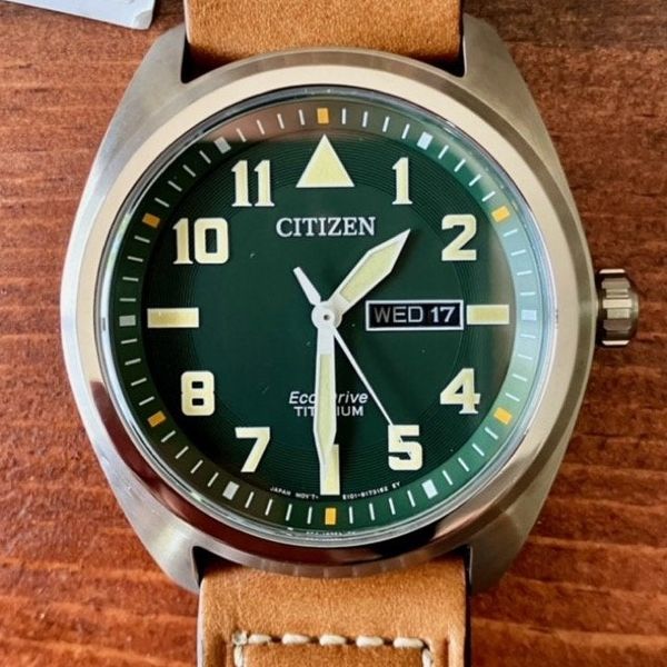 FS: Citizen Garrison Eco Drive Titanium Field Watch Green Dial Sapphire ...