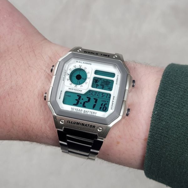 Custom Casio World Time AE1200WH Royal Watch Metal Cyan Blue Color ...