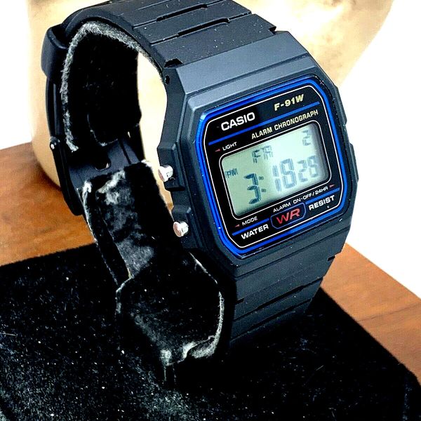 Casio Men's Watch F91W Quartz Digital Black Resin Sport 33mm Stopwatch ...