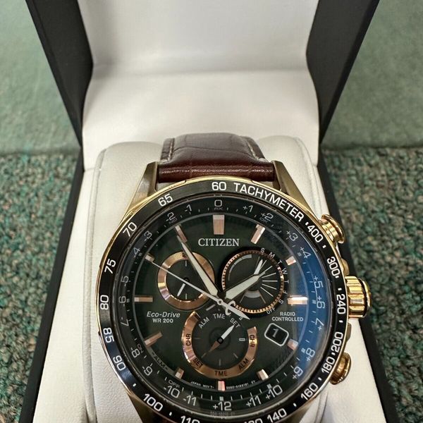 Citizen Eco Drive PCAT World Time Chrono Green Dial Men's Watch E660 ...