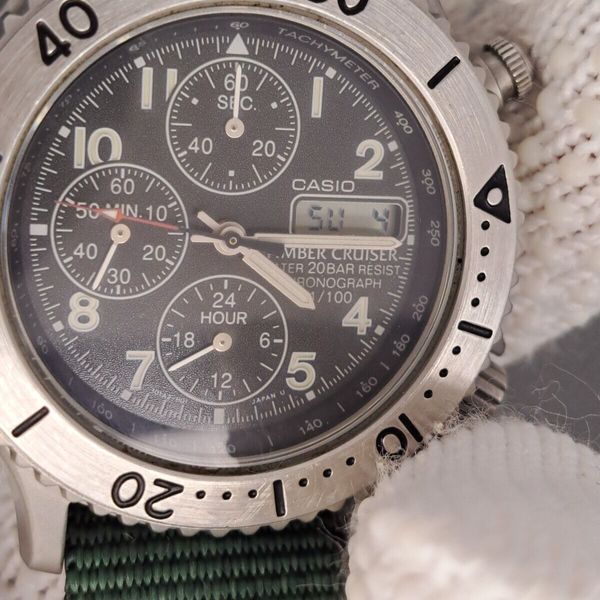 Rare Vintage Casio DIGITAL Watch Timber Cruiser 1/100 200m Chronograph ...