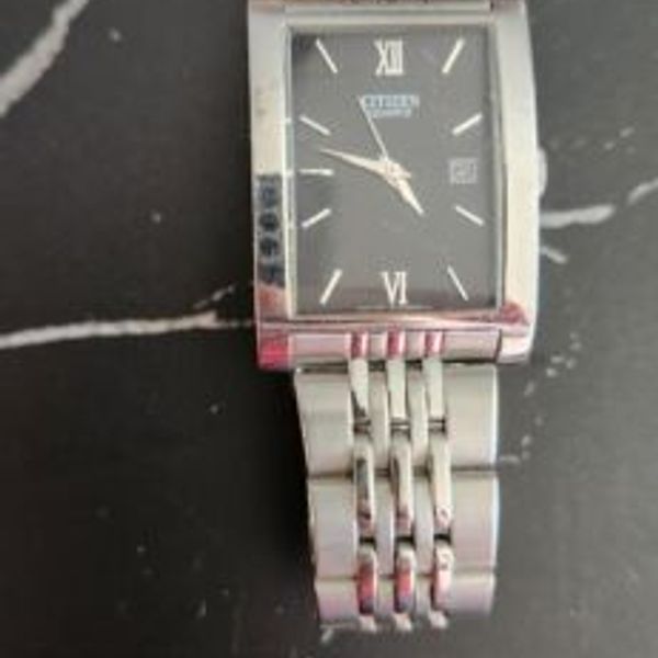 Citizen silver square dial watch for man preowned, mild scratches ...