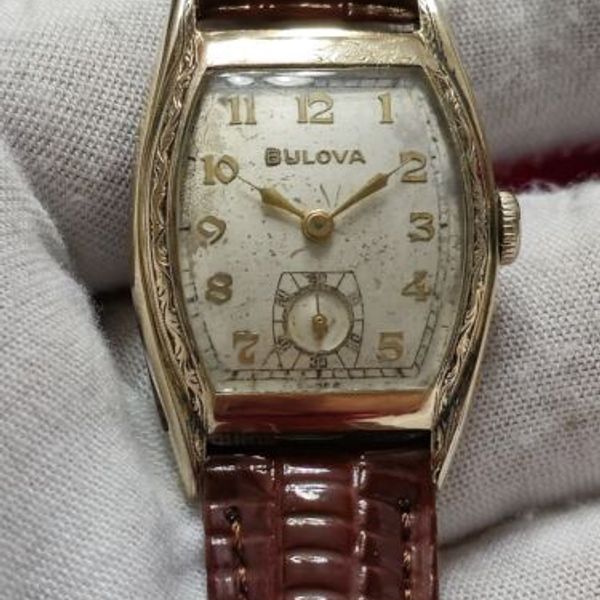 Nice Vintage BULOVA Tonneau Case c 1940, 17 Jewel Manual Wind Gent's ...